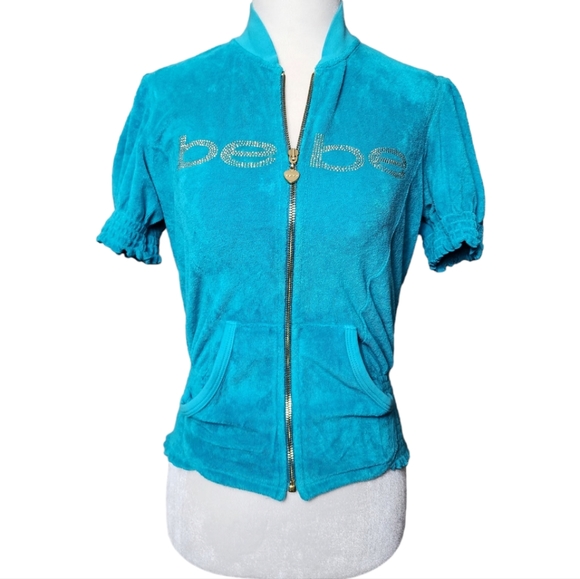 bebe | Jackets & Coats | Y2k Bebe Turquise Terry Cloth Zipup Jacket Nwt ...
